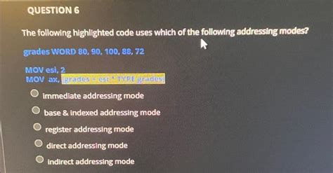 solved the following highlighted code uses which of the