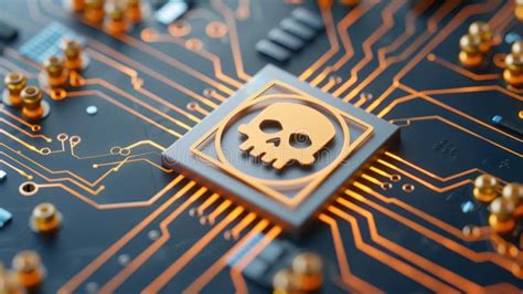 Illustration Of Cyber Attack Concept With Computer Hacked System Error Virus And Malware