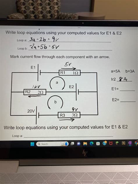 Solved Write Loop Equations Using Your Computed Values For