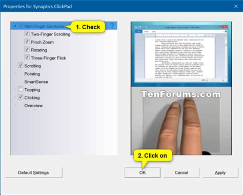 How To Enable Or Disable Touchpad Multifinger Gestures In Windows 10