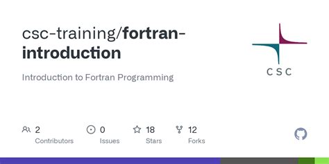 Github Csc Trainingfortran Introduction Introduction To Fortran Programming
