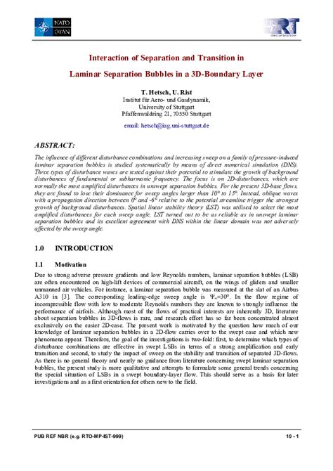 Interaction Of Separation And Transition In Laminar Separation Bubbles