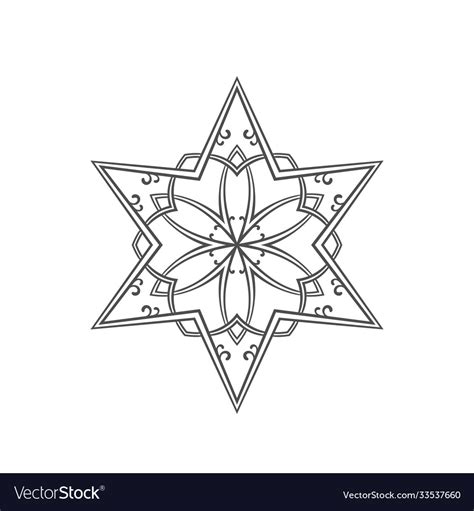 Six Pointed Star Entangle Isolated Design Vector Image