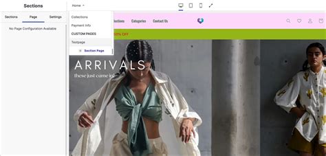 custom section page fynd commerce