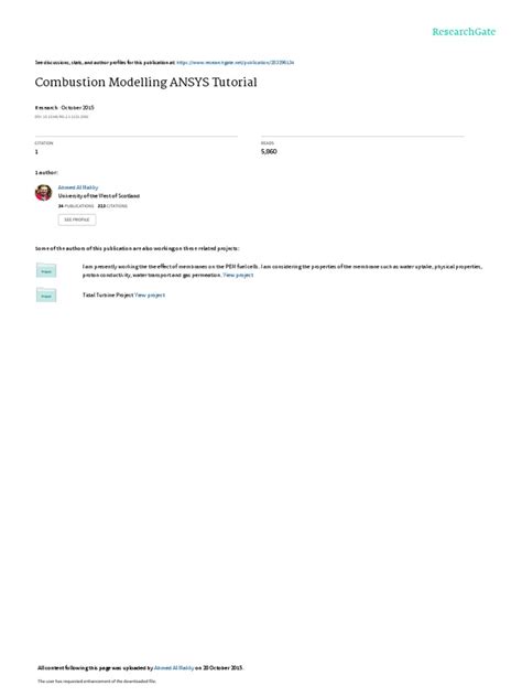 Combustion Modelling Ansys Tutorial Research Pdf