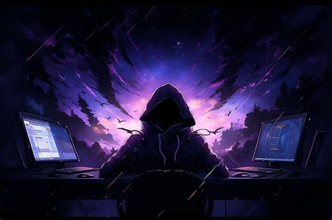 Premium Photo Hacker Sitting At The Computer Cyber Security And Antispyware Concept Ai Generated