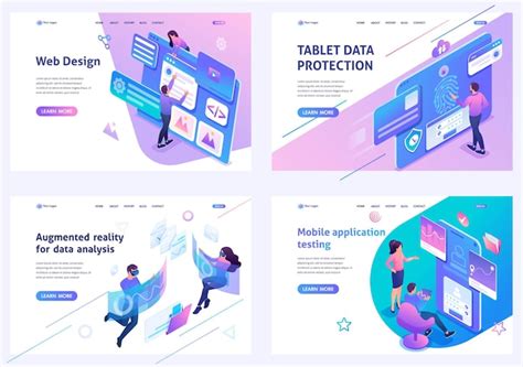 Premium Vector Set Isometric Landing Pages On The Topic Of Web Design