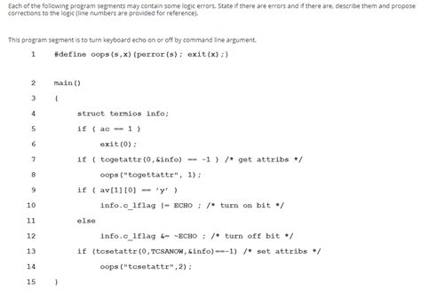 Solved Each Of The Following Program Segments May Contain