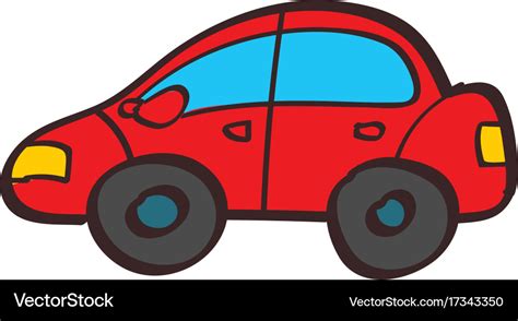 Red Car Color In Hand Drawing Style Royalty Free Vector