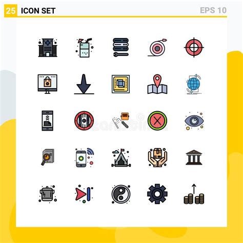 25 User Interface Filled Line Flat Color Pack Of Modern Signs And Symbols Of Goal Pipe Juice