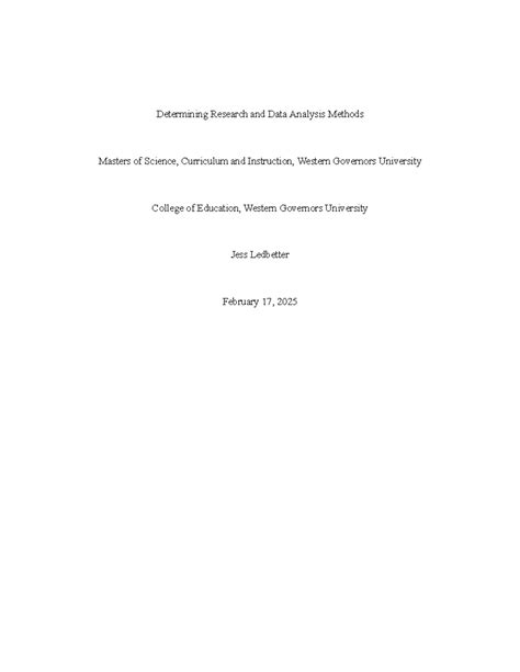 D180 Task 4 D180 Task 4 Determining Research And Data Analysis Methods Masters Of Science