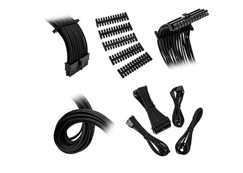 Bitfenix Alchemy 2 0 24pin Cpu4 4pin Pci E 16awg Black Power Extension Cordn Cable Kit