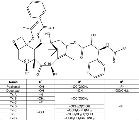 Chemical Structures Of Paclitaxel Docetaxel And Paclitaxel