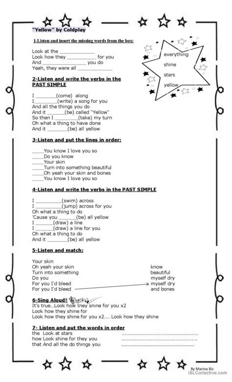 Coldplay Yellow Lyrics