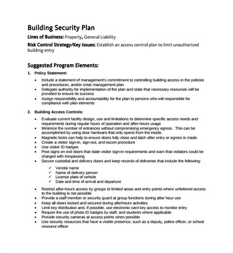 Physical Security Plan Template