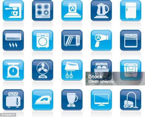 Бытовая Техника И Иконки Электроники — стоковая векторная графика и другие изображения на тему