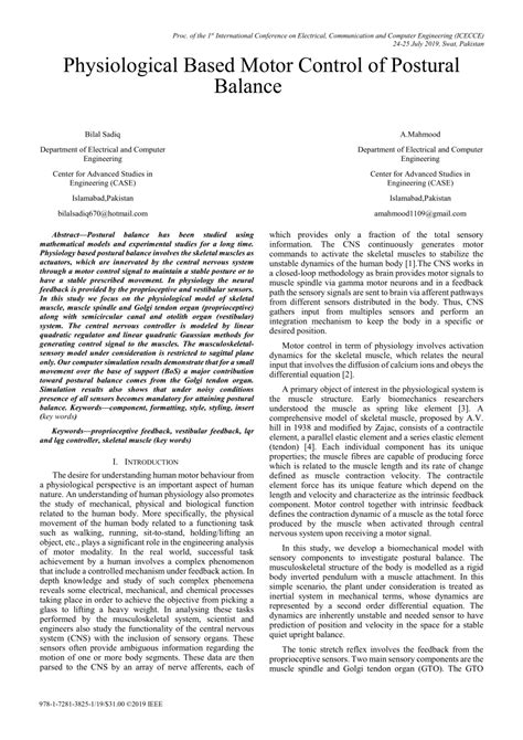 Pdf Physiological Based Motor Control Of Postural Balance