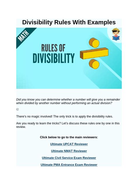 Divisibility Rules With Examples Pdf Numbers Discrete Mathematics