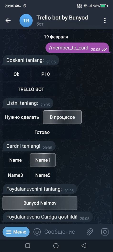 github bunyodnaimov trello bot