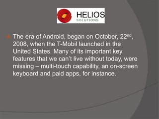 Android application développement PPTX Operating Systems Computer Software and Applications