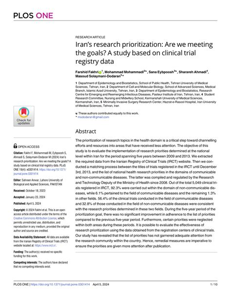 Pdf Irans Research Prioritization Are We Meeting The Goals A Study