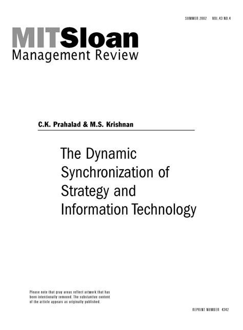 The Dynamic Synchronization Of Strategy And Information Technology