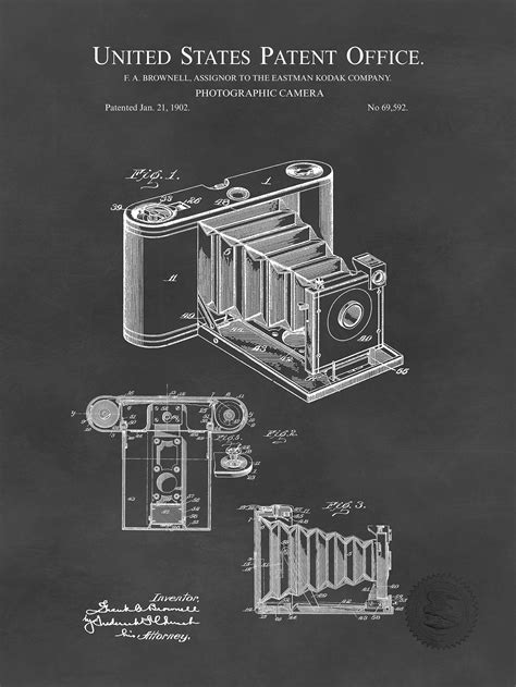 Early Camera 1902 Kodak Patent Vintage Photography Decor