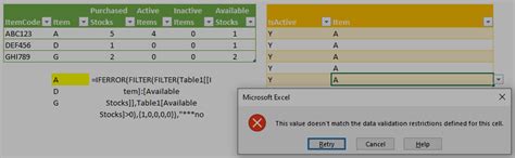 Automated Inventory Dropdown List Table Rexcel