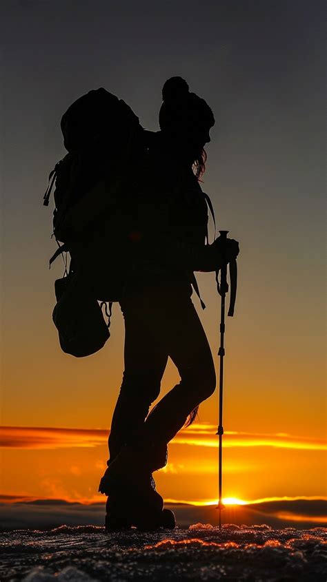 Free Sunset Hiking Adventure Image Sunset Hiker Silhouette