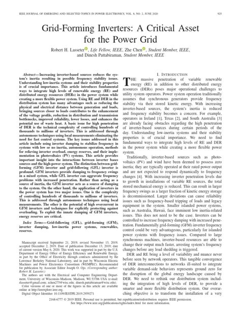 2020 Grid Forming Inverters A Critical Asset For The Power Grid Pdf Power Inverter