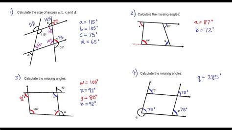 Calculating Angles On Parallel Lines Youtube