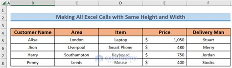 How To Make Excel Cells The Same Height And Width
