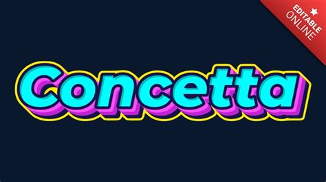 Concetta 3d Retro Vintage Azul Rosa Generador De Efectos De Texto