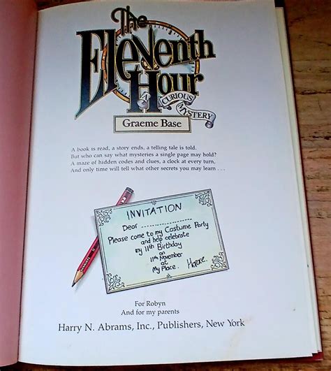The Eleventh Hour Book By Graeme Base Curious Mystery Illustrated