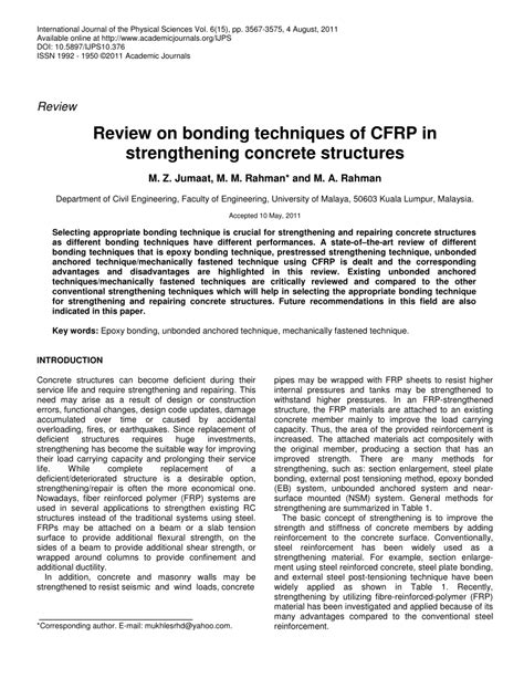 Pdf Review On Bonding Techniques Of Cfrp In Strengthening Concrete Pdf Review On Bonding Techniques Of Cfrp In Strengthening Concrete