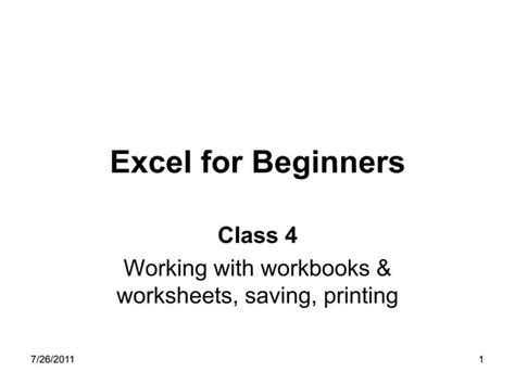 Excel For Beginners Class 4 Ppt