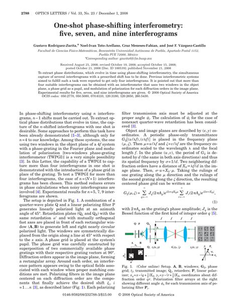 Pdf One Shot Phase Shifting Interferometry Five Seven And Nine