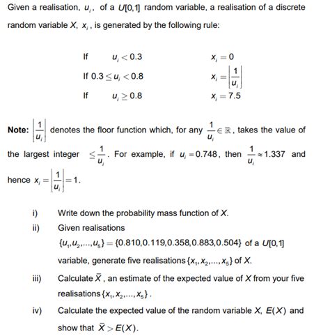 Given A Realisation U Of A U 0 1 Random Variable