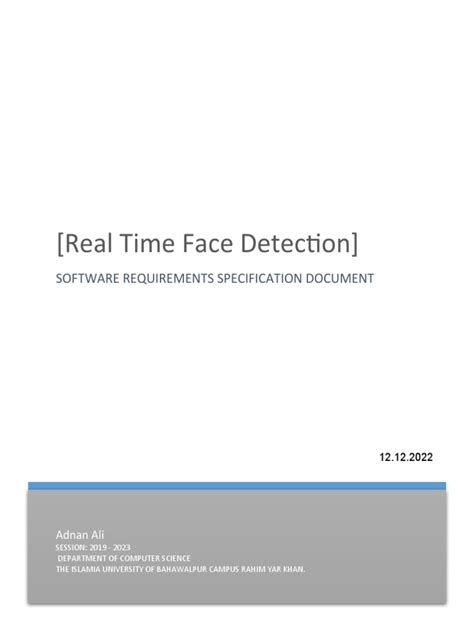 Real Time Face Detection Software Requirements Specification Pdf Graphical User Interfaces