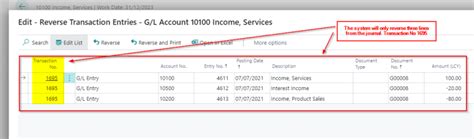 Dynamics 365 Business Central Why Didnt The Reverse Transaction Function In The General