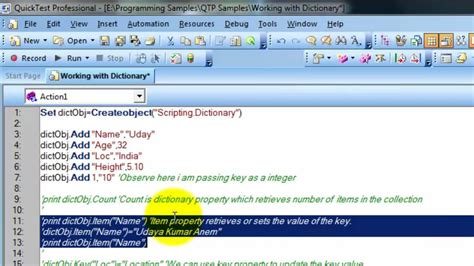 [qtp uft videos] how to work with dictionary objects in qtp youtube