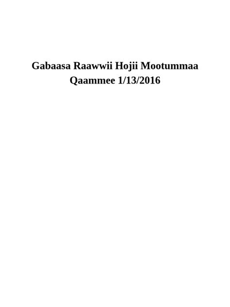 Gabaasa Raawwii Hojii Kutaa Magaalaan Qindaae Guyyaa 1 13 2016ti Pdf