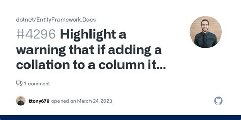 Highlight A Warning That If Adding A Collation To A Column It May Make
