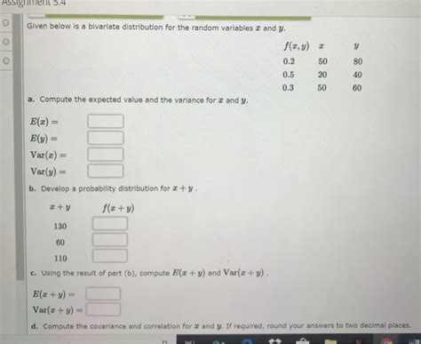 Solved Assignment Given Below Is A Bivariate Distribution Chegg