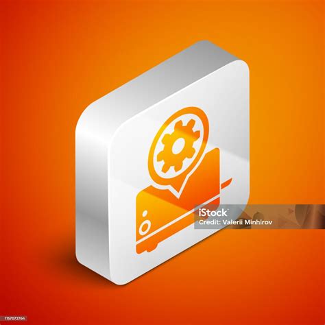 주황색 배경에 격리된 아이소메트릭 토스터 및 기어 아이콘 응용 프로그램 서비스 개념 설정 옵션 유지 보수 수리 수정을 조정합니다