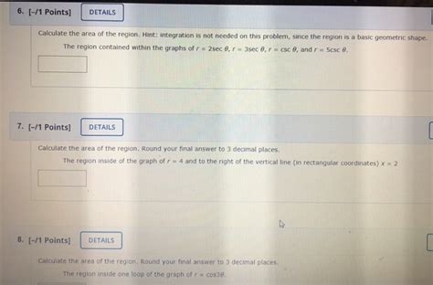 Solved Points DETAILS Calculate The Area Of The Chegg