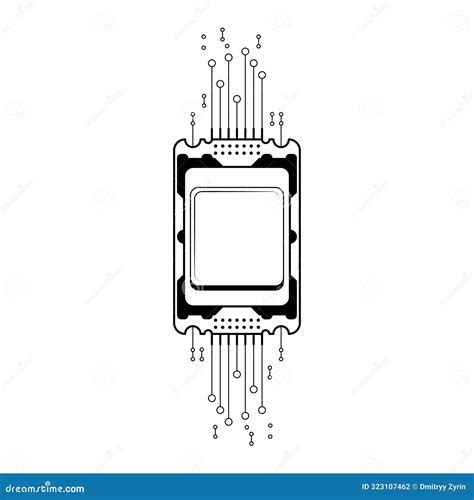 Abstract Black Simple Line Cpu Computer Technology Doodle Outline