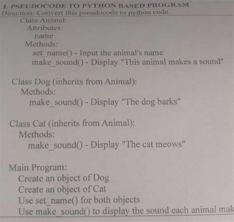 1 Pseudocode To Python Based Program Direction Convert This Pseudocode To Python Code Class