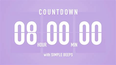 8 Hours Countdown Flip Clock Timer Simple Beeps 🫐 🔔 Youtube