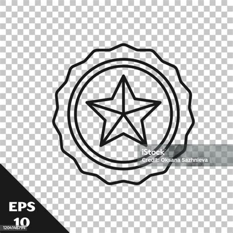 투명 한 배경에 격리 된 검은 선 경찰 배지 아이콘입니다 보안관 배지 기호입니다 벡터 일러스트레이션 감시에 대한 스톡 벡터 아트 및 기타 이미지 Istock